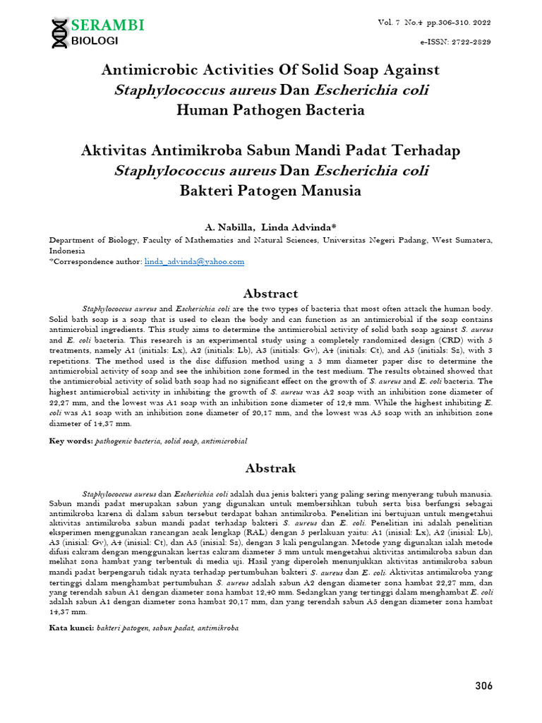 60-Article Text-441-1-10-20221223-1 | PDF | Antimicrobial | Staphylococcus