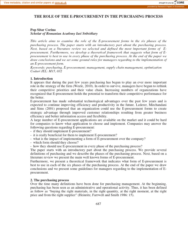 E-Procurement's Role in Purchasing Process | PDF | Supply Chain ...