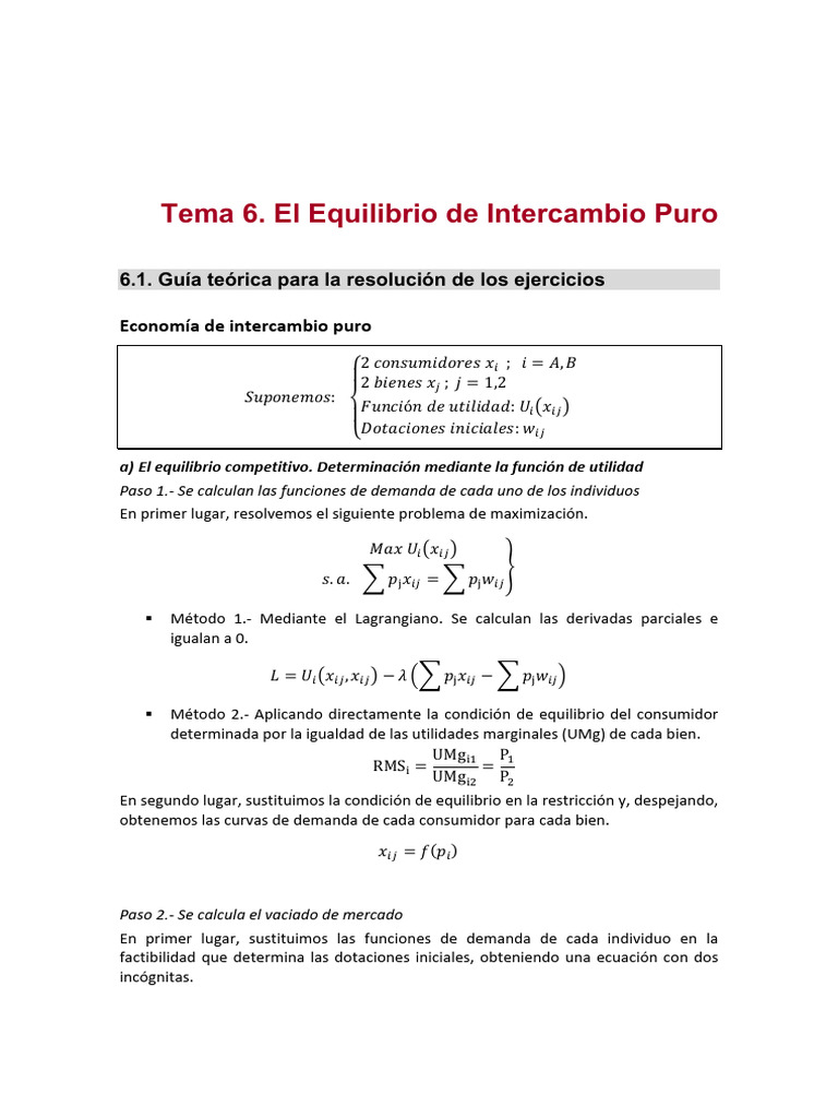 Equilibrio de Intercambio Puro | PDF | Finanzas y dinero | Métodos y ...