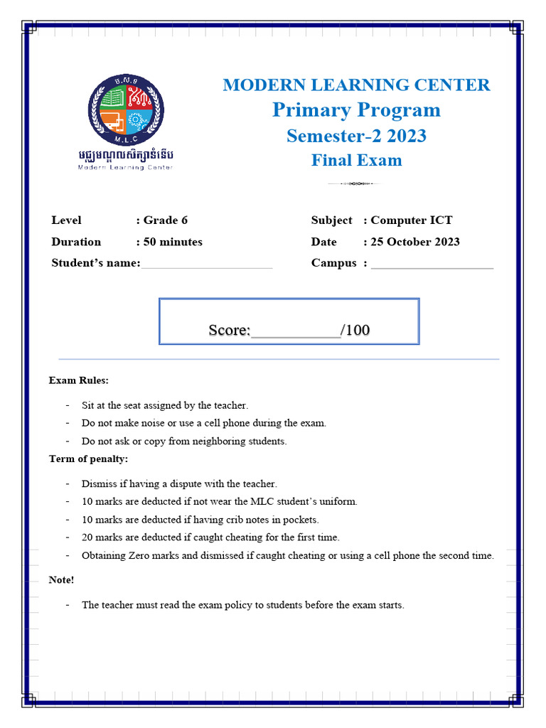 Computer ICT Grade 6 (Color) . | PDF