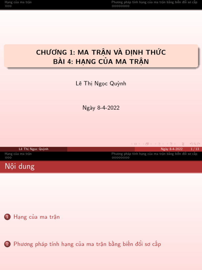 Chuong 1 - Bai 4 - Hang Ma Tran - LTN Quynh | PDF