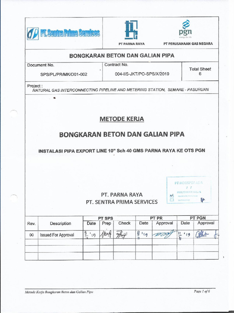 Metode Kerja Bongkaran Dan Galian Pipa | PDF