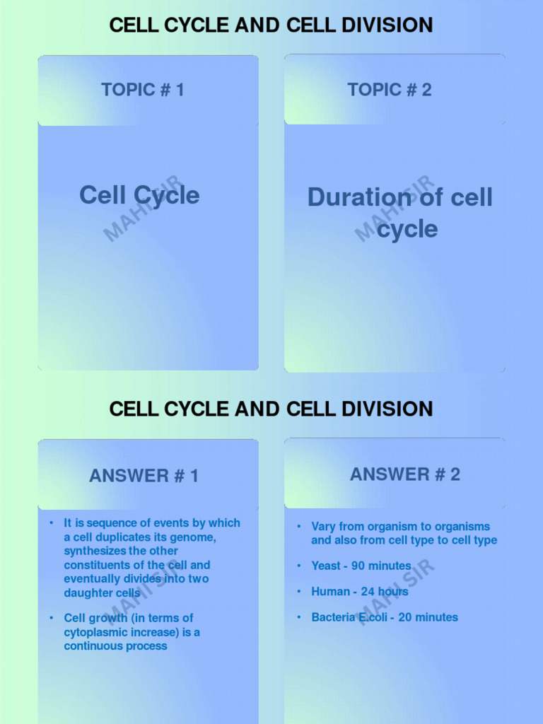 CELL CYCLE and CELL DIVISION 11TH | PDF