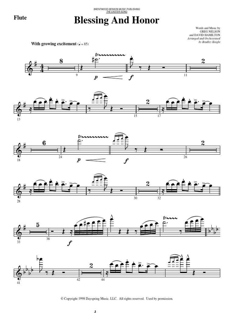 03 Blessing and Honor - Flute | PDF