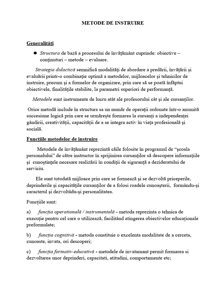Metode de Instruire | PDF