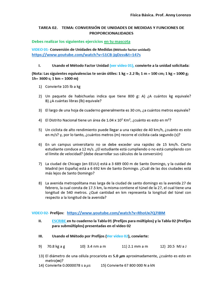 Tarea 02 Conversión Unidades de Medidas y Funciones de ...