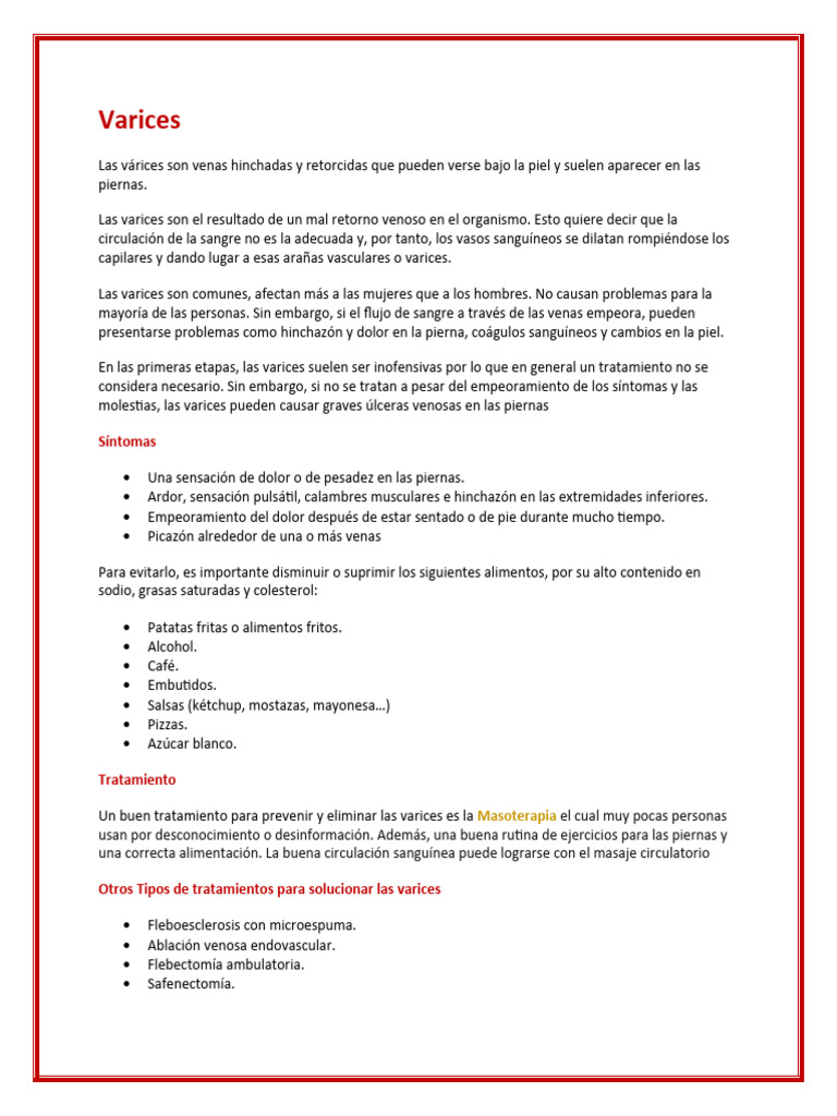 Tratamientos para Várices | PDF | Ciencia y matemáticas
