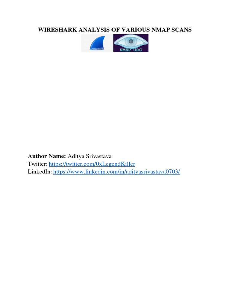 Wireshark Analysis of Various Nmap Scans: Twitter: Linkedin | PDF