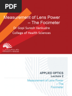 Lensometry Manual for Optical Measurements | PDF | Optics | Light