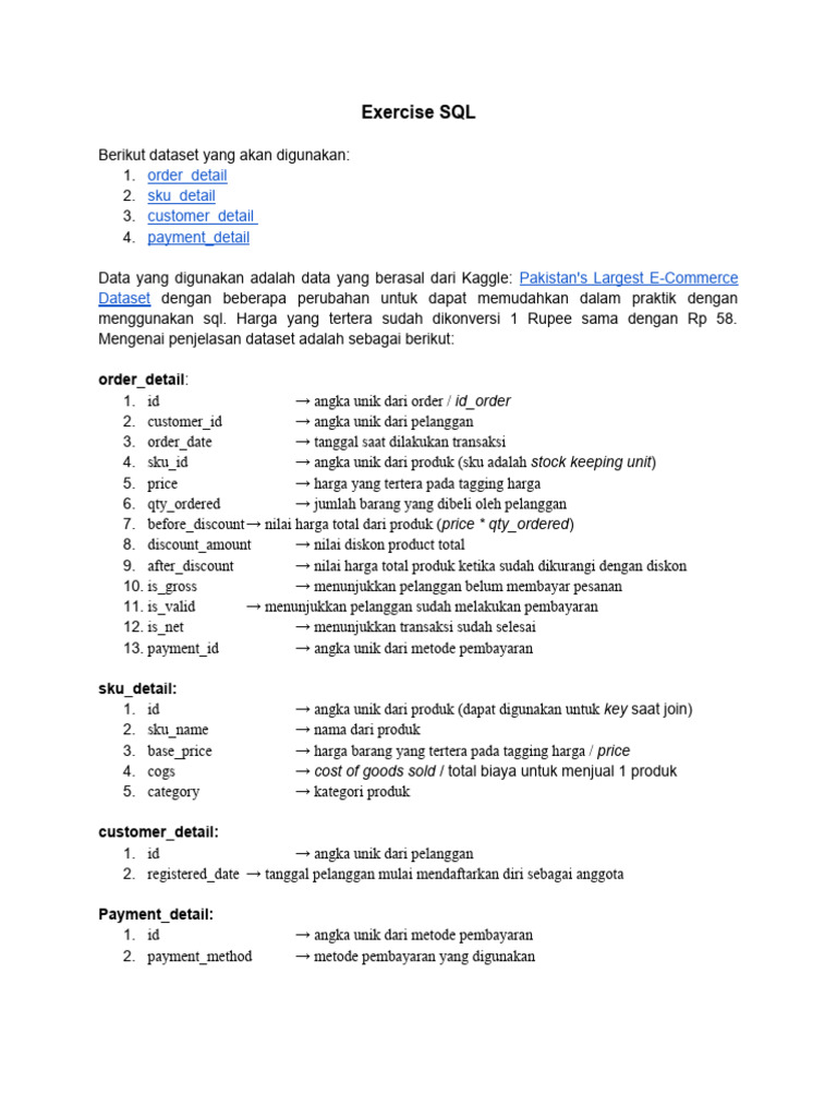 Exercise SQL | PDF | Pengelolaan Keuangan & Uang | Komputer