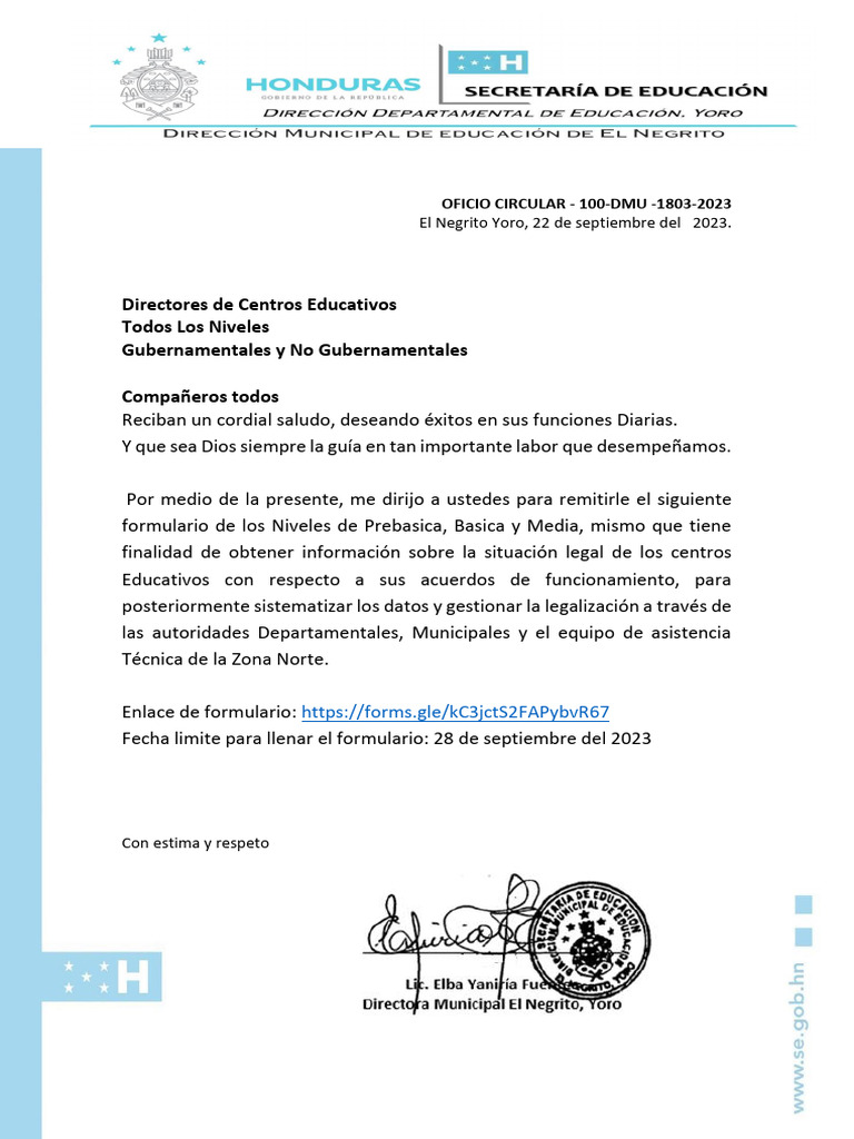 Oficio Circular 100 Informacion Legal de C.E. | PDF | Negocios ...