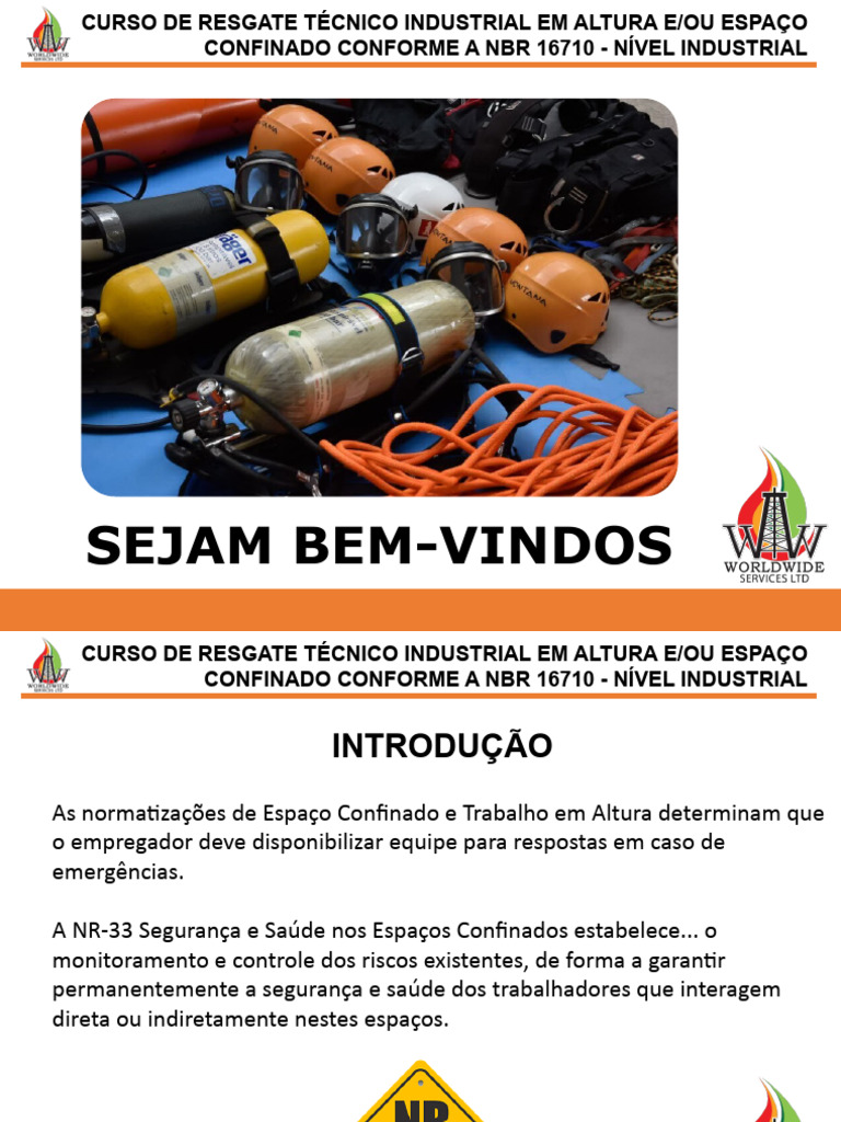 Curso de Resgate em Altura e Espaço Confinado Conforme A NBR 16710 | PDF