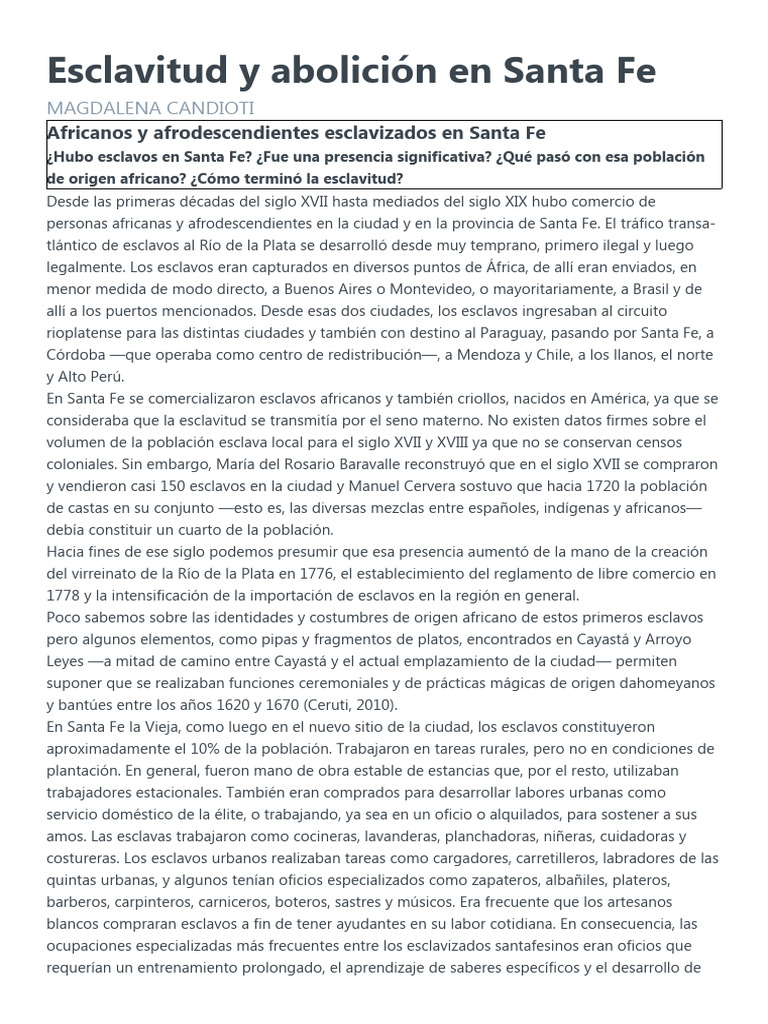 Esclavitud y Abolición en Santa Fe | PDF | Viajes y turismo