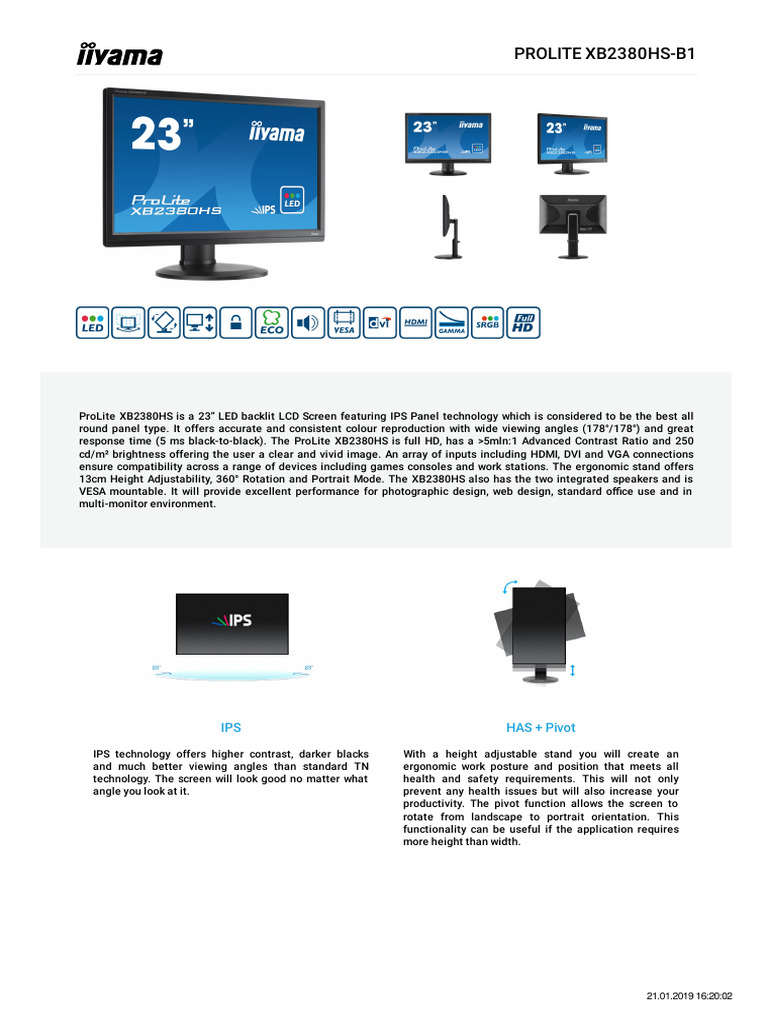 LCD Screen - ProLite XB2380HS-B1 - en | PDF | Computer Monitor ...