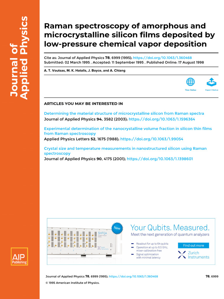 Raman Spectroscopy of Amorphous & Microc-Si Films Deposited by LPCVD ...