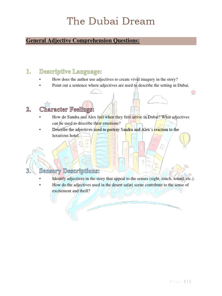 Listening Comprehension (Grammar) - The Dubai Dream - Group A | PDF
