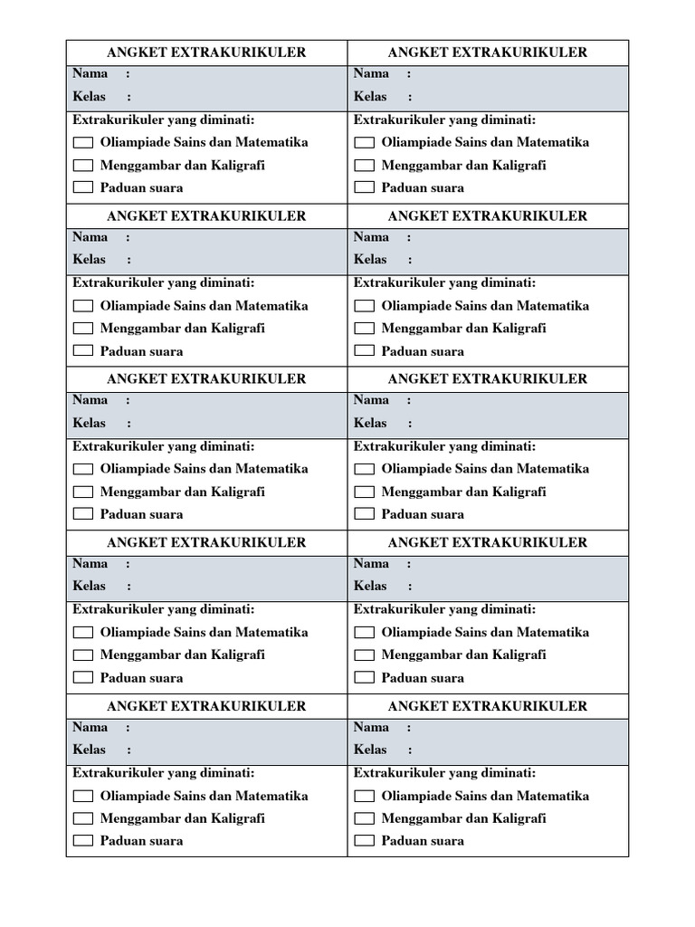 Angket Ekstrakurikuler | PDF