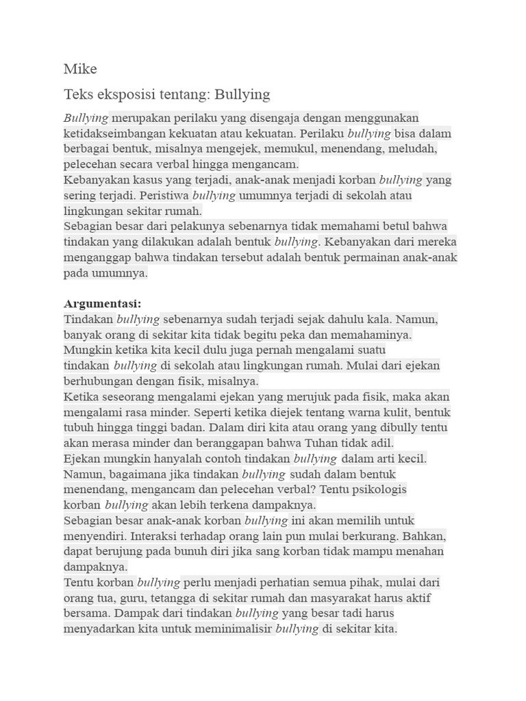 Teks Eksposisi Bully | PDF