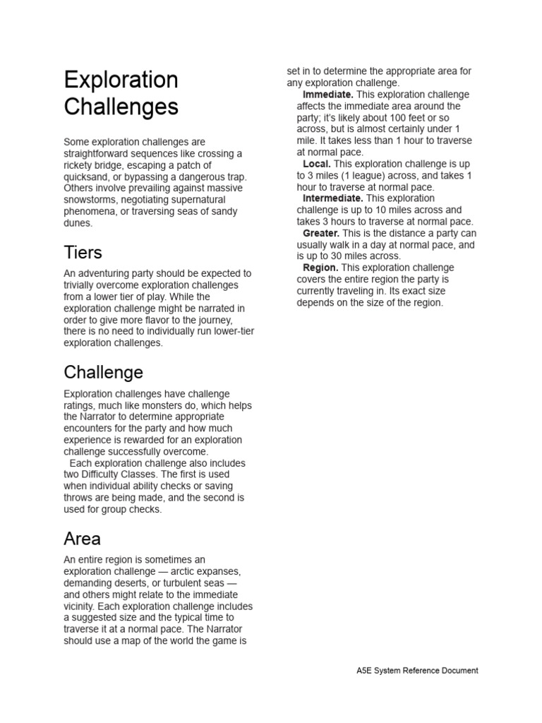 A5e SRD 15 Exploration Challenges | PDF