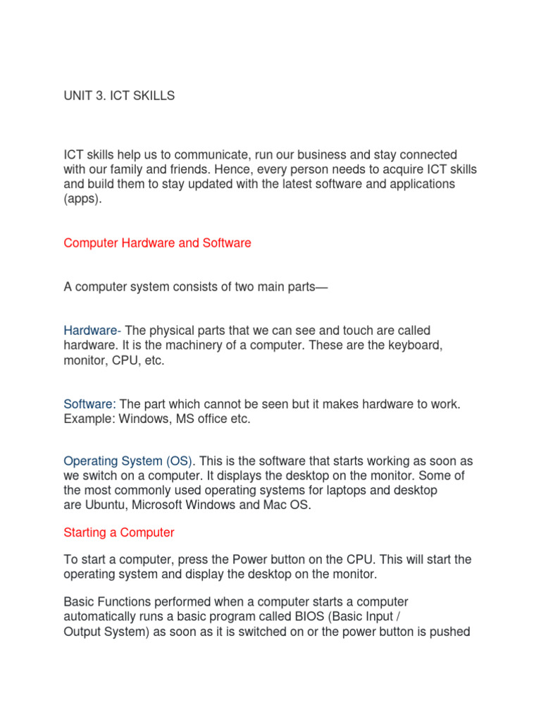 10th STD Basic of ICT Notes and MCQ | PDF