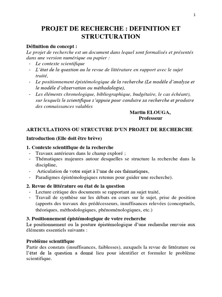 Structurer un Projet de Recherche Efficace | PDF