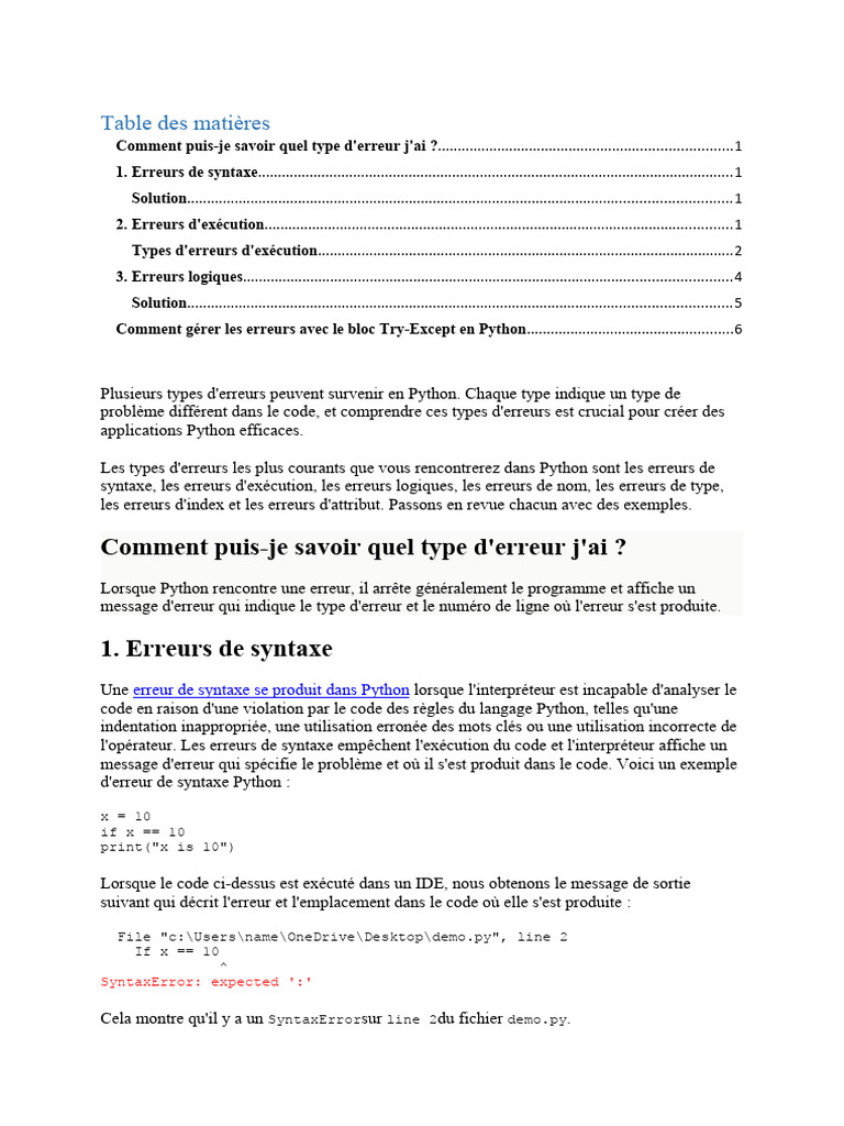 Les Erreurs Les Plus Communes en Python | PDF | Méthodes et références pédagogiques | Ordinateurs