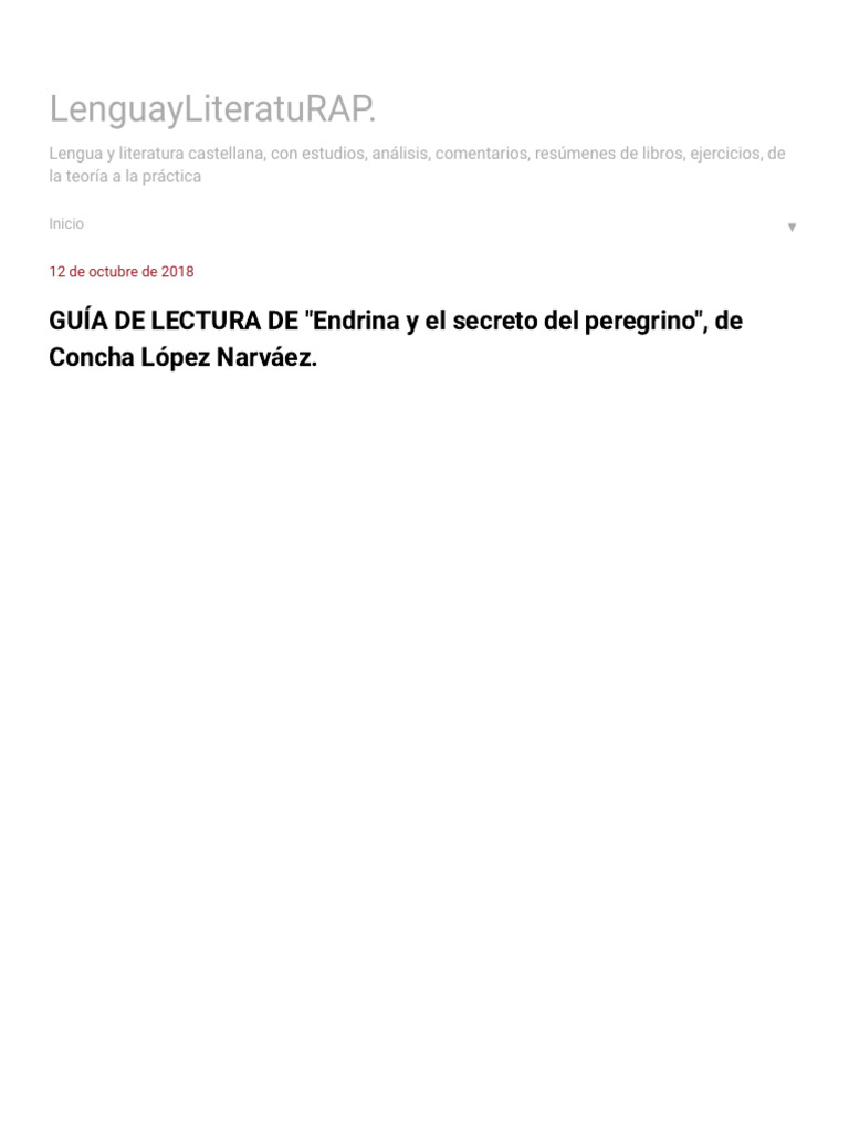 LenguayLiteratuRAP. - GUÍA DE LECTURA DE - Endrina y El Secreto Del ...