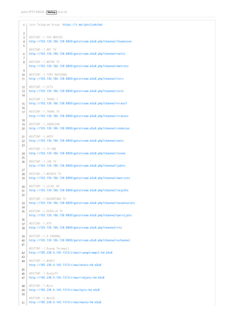 Astro IPTV M3U8 Embed - Yam Code | PDF