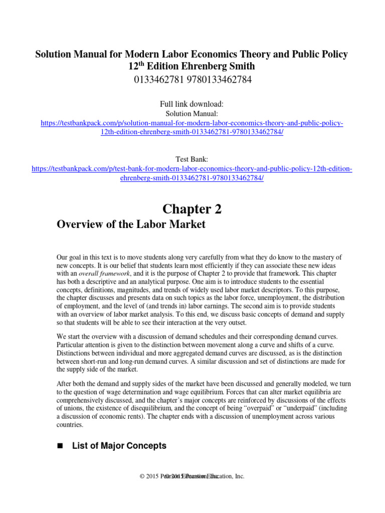 Solution Manual For Modern Labor Economics Theory and Public Policy ...