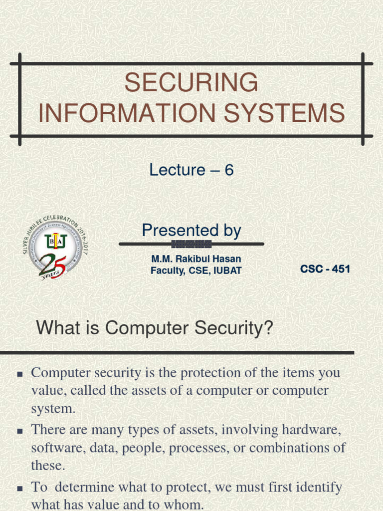 Lecture-06 Securing Information Systems | PDF