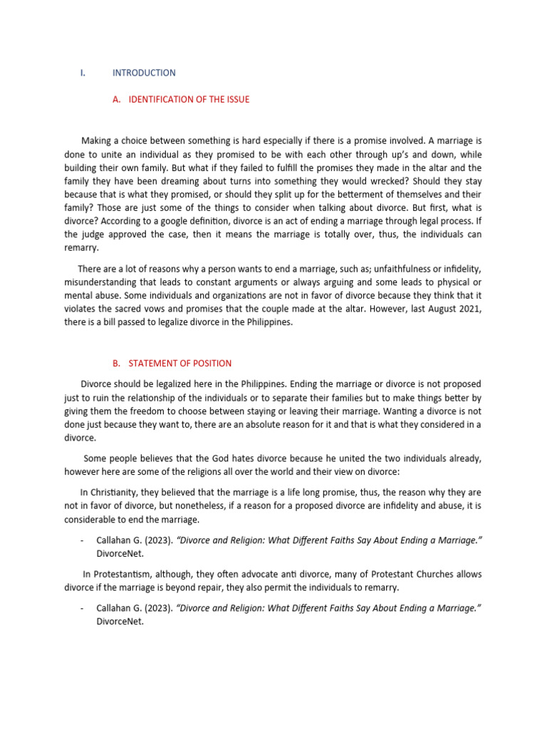 Position Paper Divorce | PDF