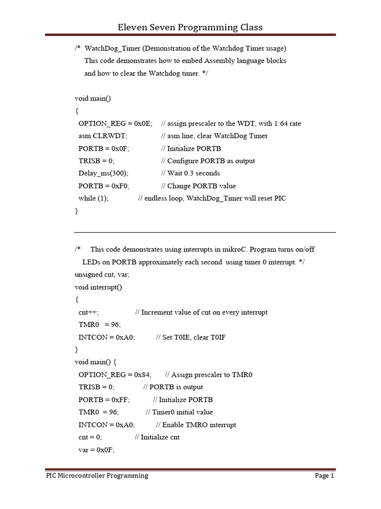 WDT Timer 0 and Timer 1 2 Program | PDF | Manufactured Goods | Systems Engineering