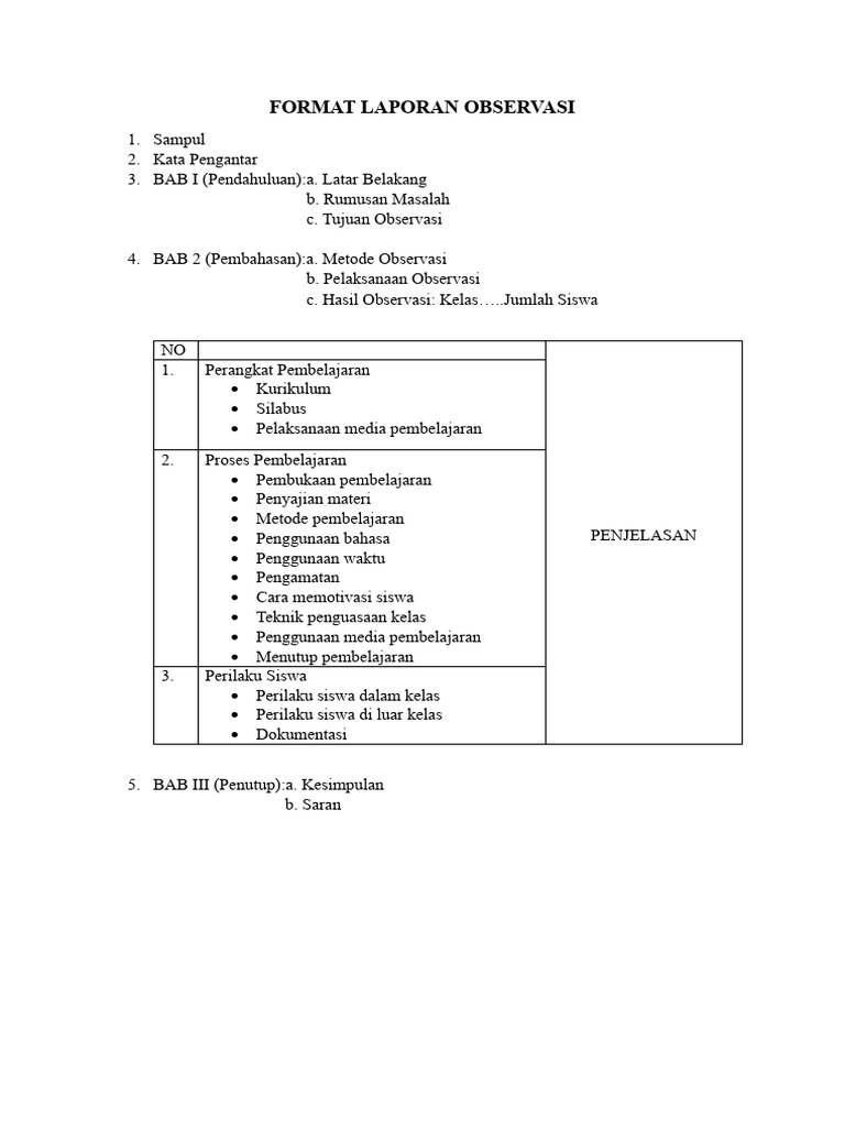 Format Laporan Observasi | PDF