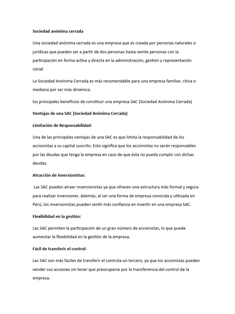 Sociedad Anonima Cerrada | PDF