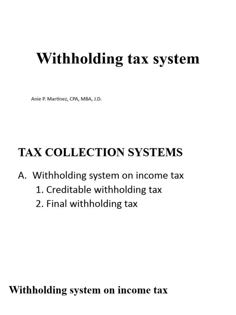 Withholding Tax System | PDF