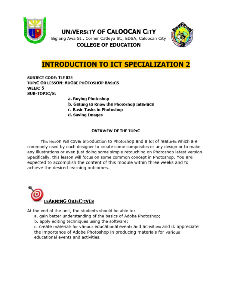 Module 4 Week 5 Adobe Photoshop Basics Tle 025 Introduction To Ict Specialization 2 Download