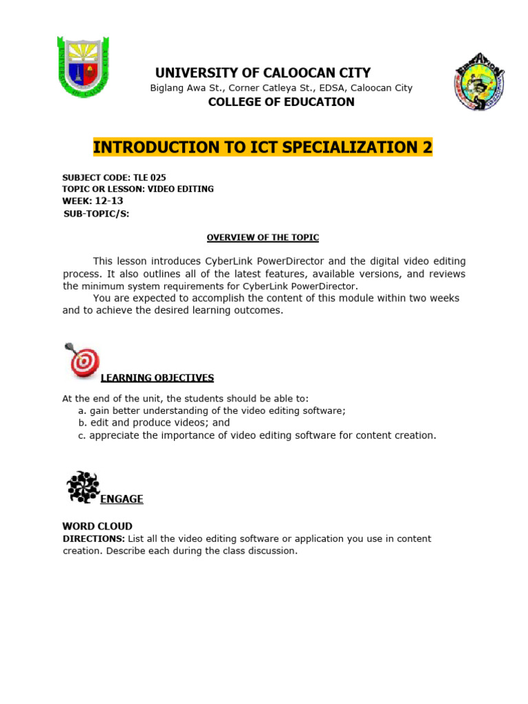 Module 8 Week 12 13 Video Editing TLE 025 | PDF
