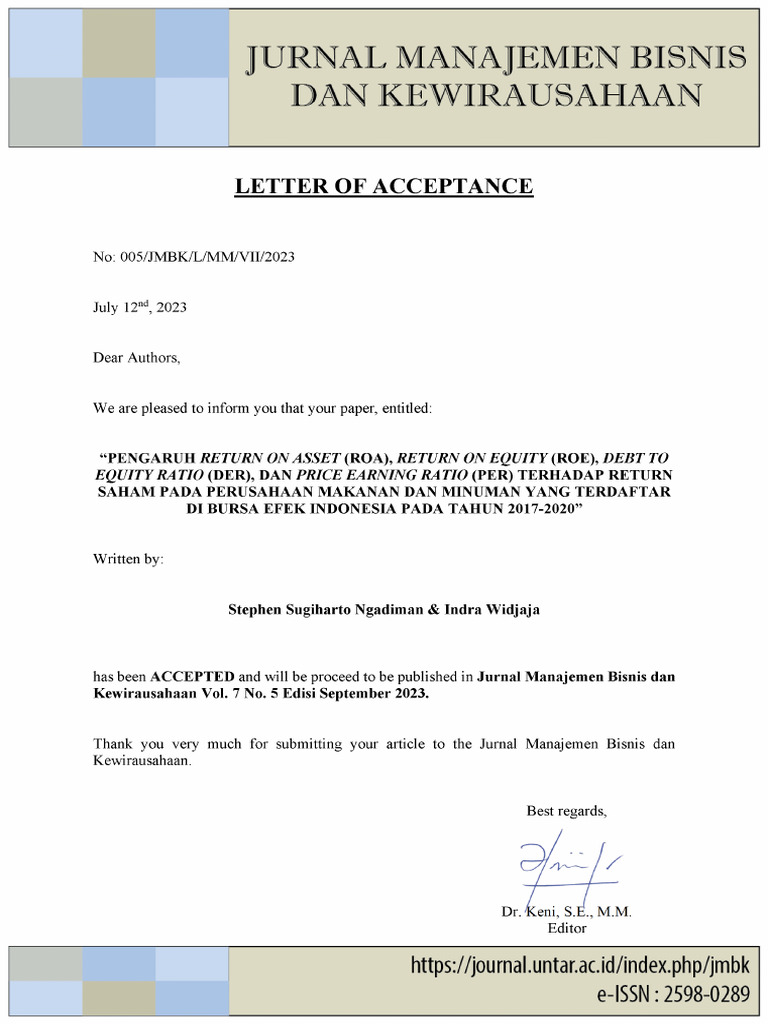 Loa JMBK - Stephen Sugiharto Ngadiman, Indra Widjaja | PDF