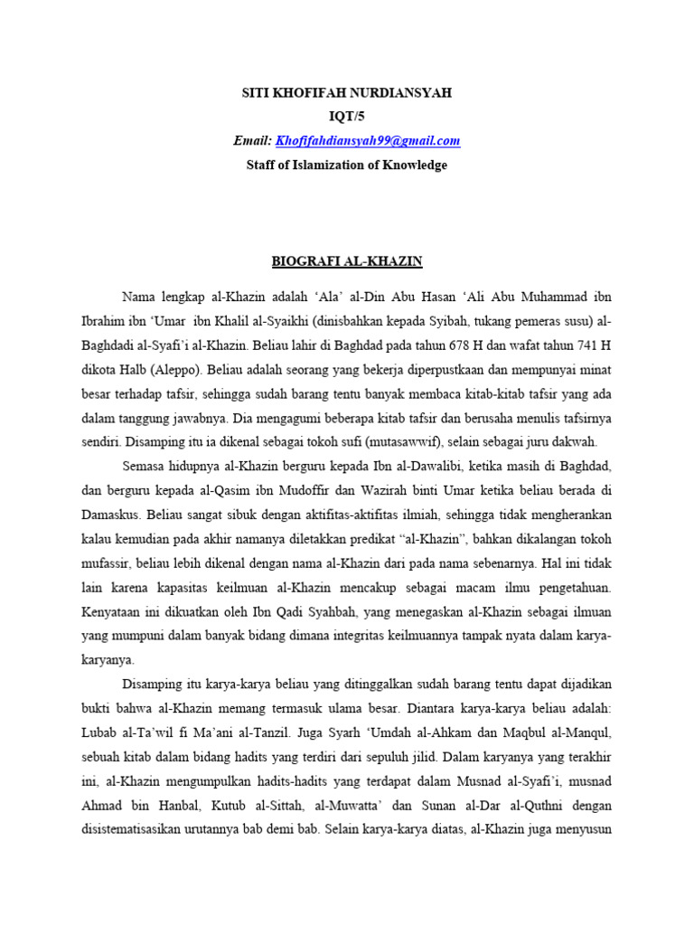 Biografi Singkat Al-Khazin | PDF | Agama & Spiritualitas