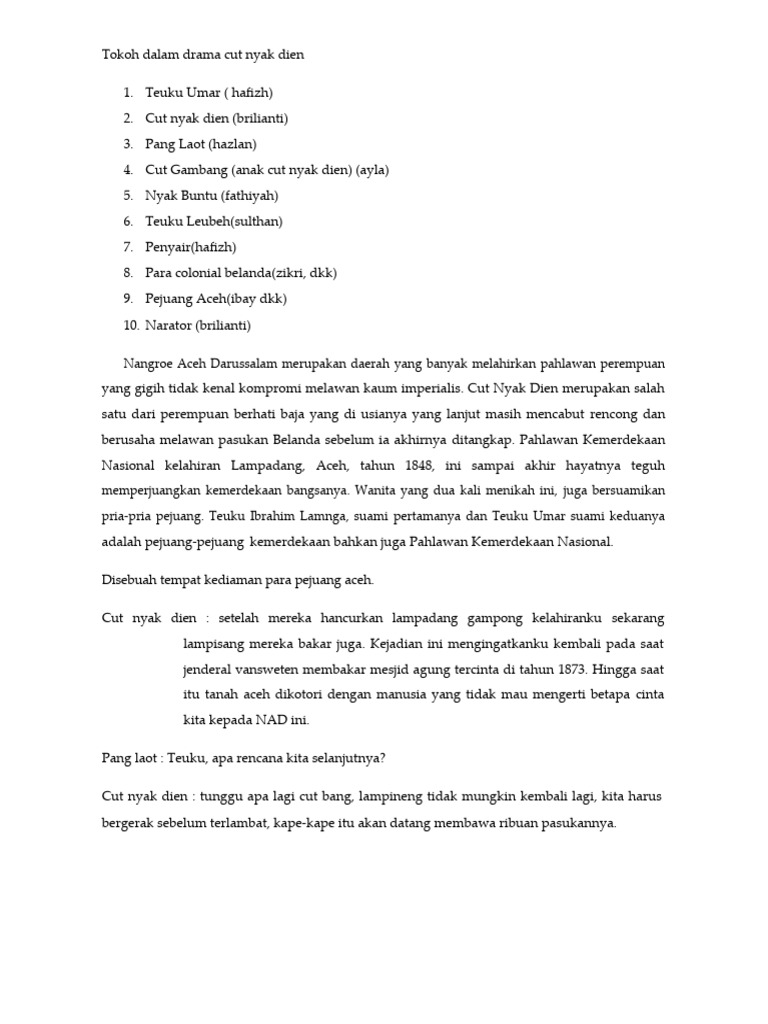 Drama Perjuangan Cut Nyak Dien | PDF