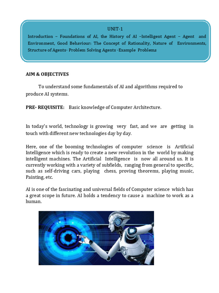 AI UNIT 1 Notes | PDF