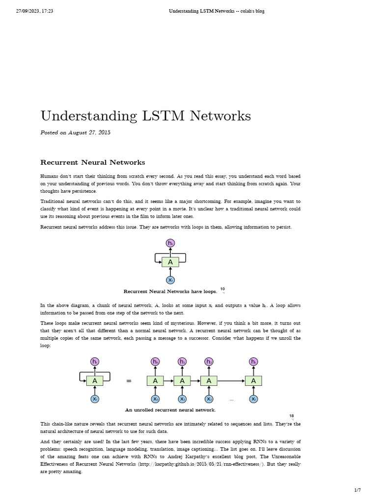 Understanding LSTM Networks - Colah's Blog | PDF | Artificial Neural Network | Systems Science