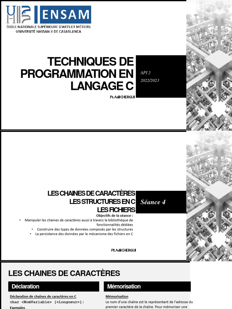Techniques de Programmation en Langage C - Seance 4 | PDF