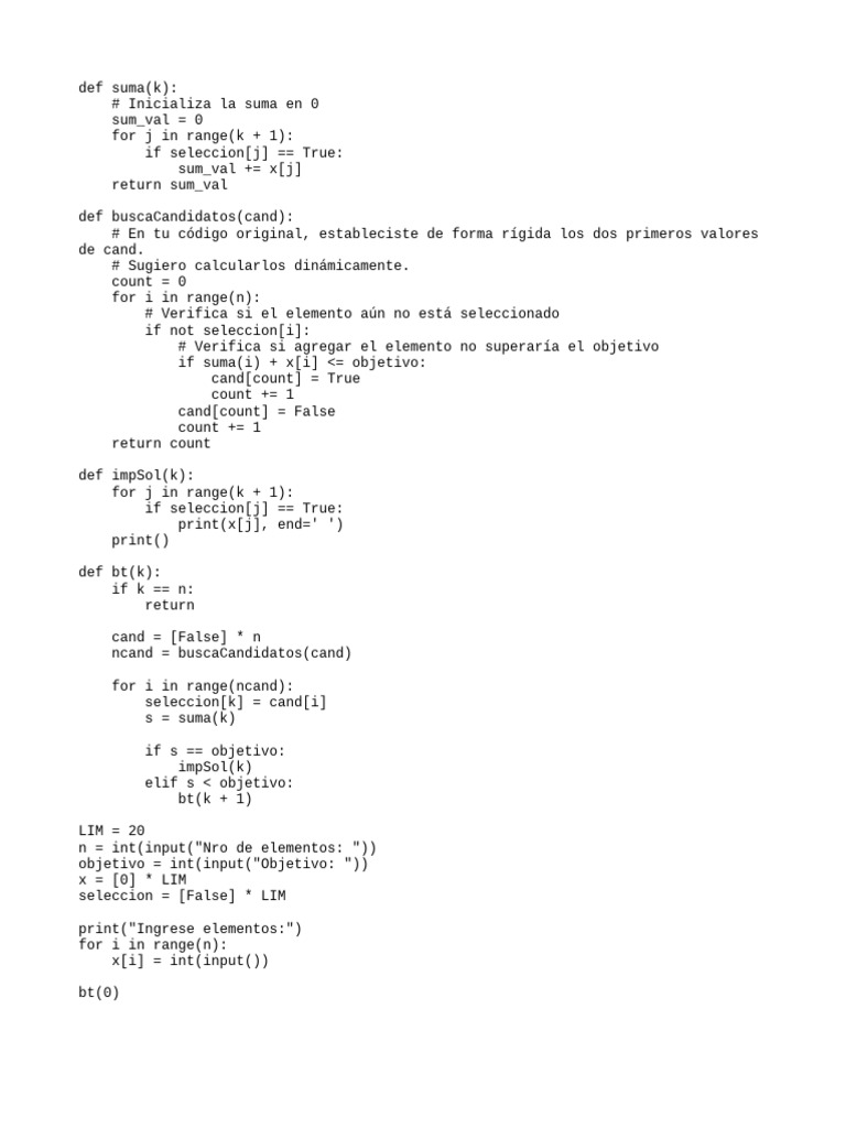 Algoritmo de Backtracking en Python | PDF