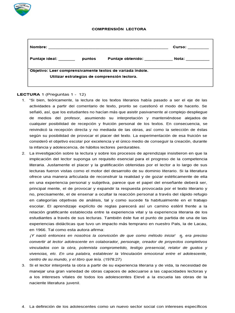 Estrategias de Comprensión Lectora | PDF | Ciencias sociales | Historia