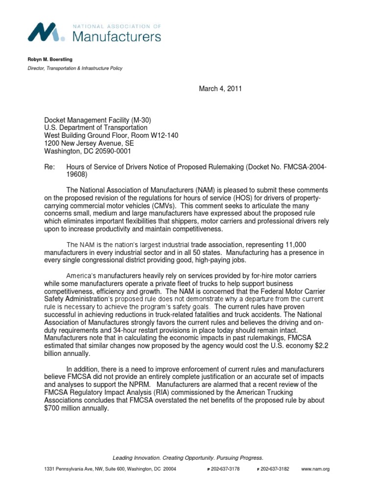 Director, Transportation & Infrastructure Policy: Robyn M. Boerstling ...