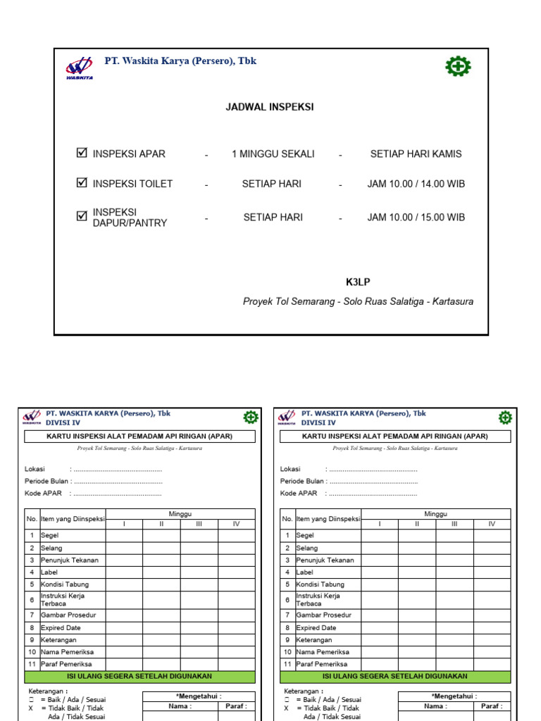 Inspeksi & Form Apar, Toilet, Dapur | PDF