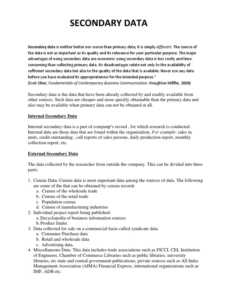Secondary Data Is The Data That Have Been Already Collected by and ...