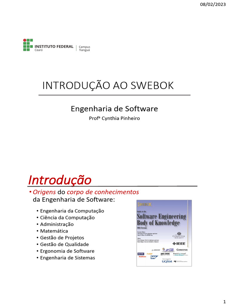 (ES) 02 - Introdução Ao SWEBOK | PDF
