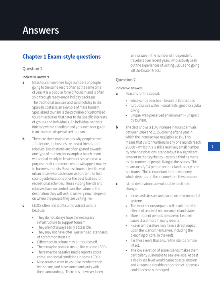 Travel and Tourism Coursebook Answers | PDF | Tourism | Brand